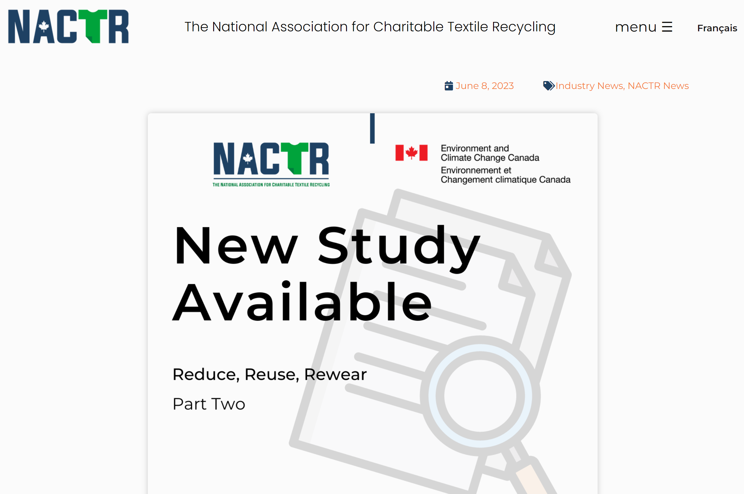 NACTR Report: Reduce, Reuse, Rewear Part Two
